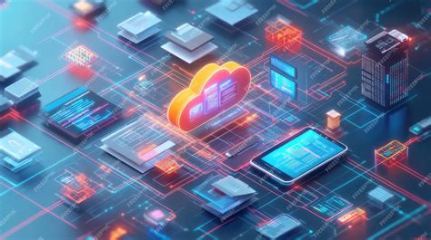 Cloud Computing Network Data Storage And Processing Premium Ai Generated Image