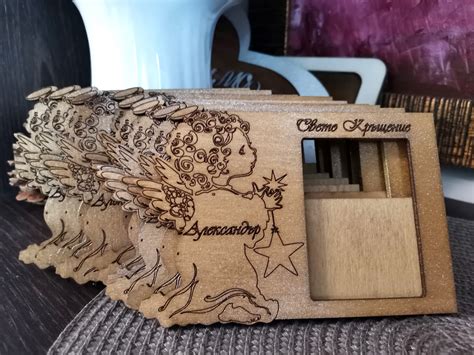 Подарък за гости на кръщене с ангелче и снимка 10бр Работилничка за подаръци