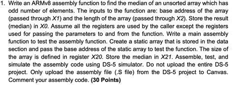 1 Write An Armv8 Assembly Function To Find The