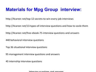 Mpg Group Interview Questions And Answers PPT Resume Writing And Advice Job Search