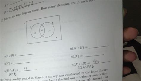 Solved Refer To The Venn Diagram Below How Many Elements Are In Each