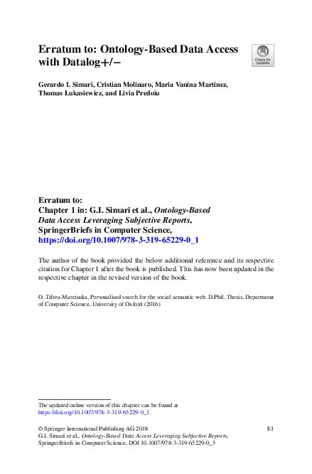 Pdf Erratum To Ontology Based Data Access With Datalog