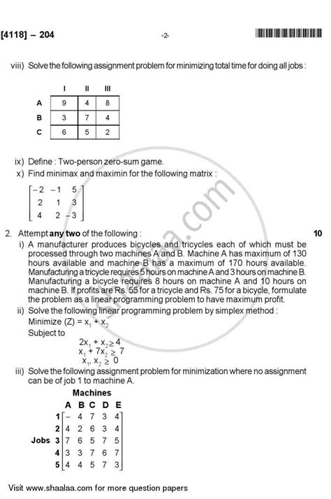 Operations Research 2012 2013 Bsc Computer Science Semester 4 Sybsc Question Paper With Pdf