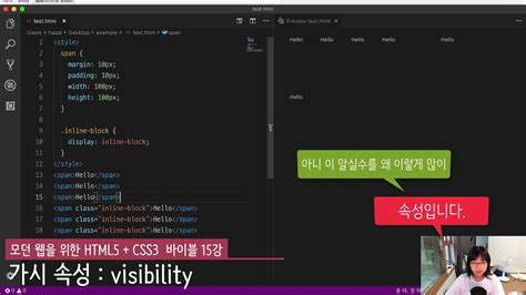 모던 웹을 위한 Html5 Css3 바이블 15강 가시 속성 Youtube