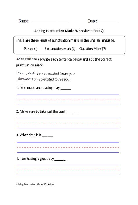 Punctuation Worksheets