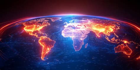 Global Network Planet Earth Glowing With Data Connections Technology And Communication Concept