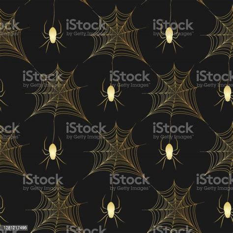 검은 색 배경에 골드 거미 줄 패턴 할로윈 디자인 요소 으스스한 무서운 공포 장식 벡터 금색에 대한 스톡 벡터 아트 및 기타 이미지 Istock