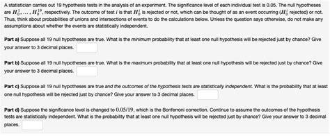Solved A Statistician Carries Out Hypothesis Tests In The Chegg Com