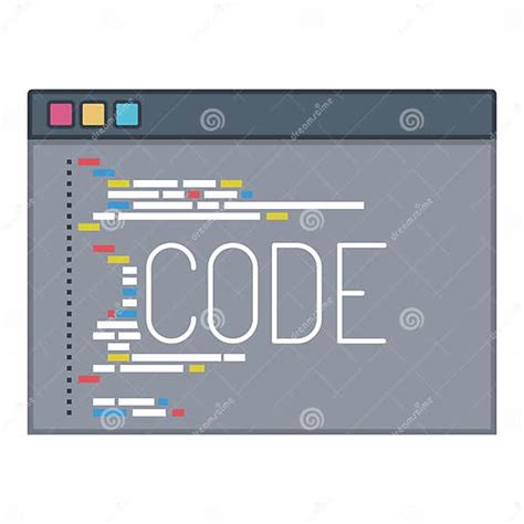 Color Silhouette Of Programming Window With Script Of Code Stock Vector