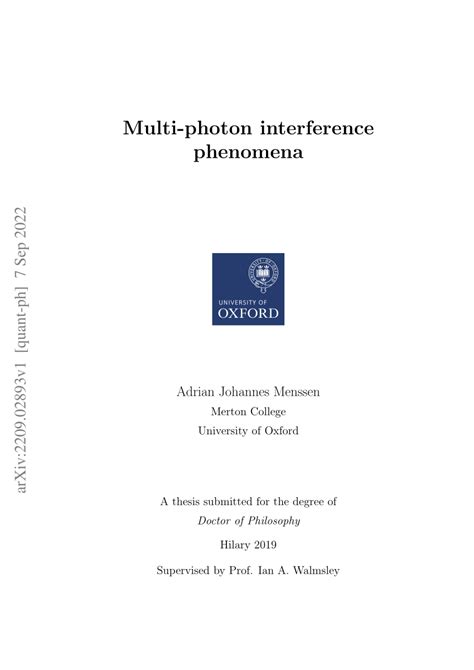 Pdf Multi Photon Interference Phenomena