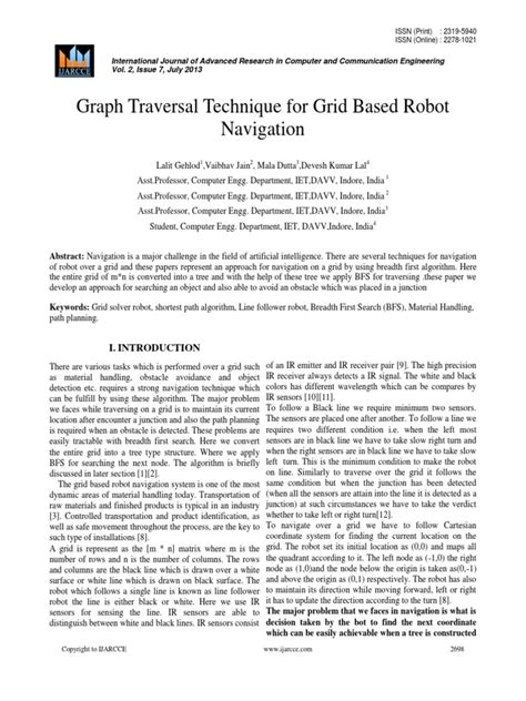 Pdf 36 H Graph Traversal Technique For Grid Based Robot Navigation