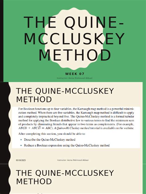 Week07 Quine Method Combinational Logic Pdf Logic Electronic