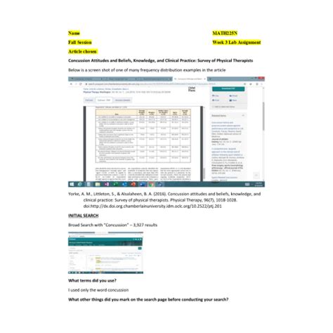 Math 225n Week 3 Lab Assignment Article On Concussions Course Notes