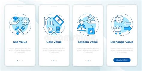 Service Value Types Onboarding Mobile App Screen Stock Illustration