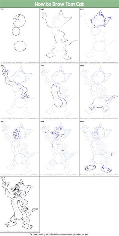 How To Draw Tom Cat Tom And Jerry Step By Step DrawingTutorials101