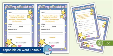 Tarjetas De Invitación Graduación Kínder Teacher Made