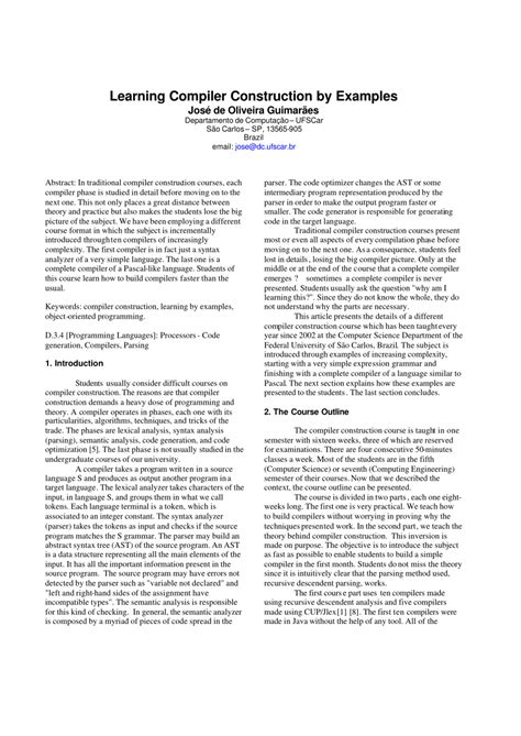 Pdf Learning Compiler Construction By Examples