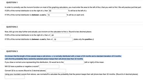 Solved In Order To Correctly Use The Invnorm Function On Chegg