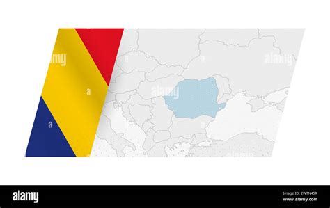 Romania Map In Modern Style With Flag Of Romania On Left Side Vector Illustration Of A Map
