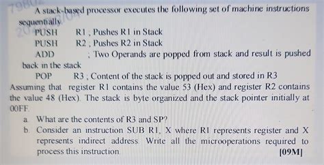 Solved A Stack Based Processor Executes The Following Set Of