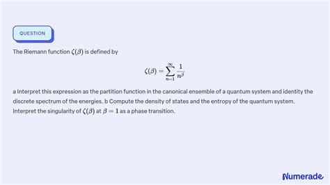 solved the riemann function ζ β is defined by ζ β ∑n 1 ∞ 1 n β a