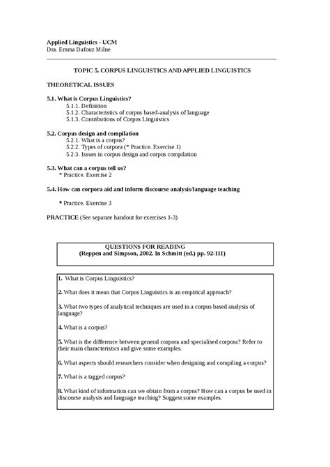 Corpus Linguistic Appunti Di Lingua Inglese Docsity