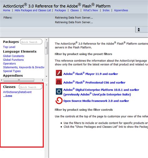 the actionscript reference documation did not show adobe community