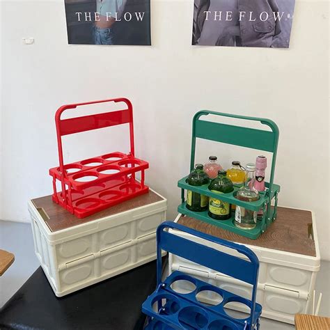 재사용 가능한 6 팩 맥주병 캐리어 음료 캐디 홀더 내구성 접이식 바 리큐어 와인 맥주 랙 바구니 컵 홀더 Aliexpress