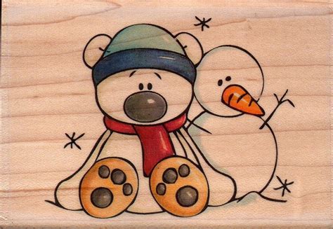 Whipper Snapper Wood Stamp Bear And Snowman Cx571
