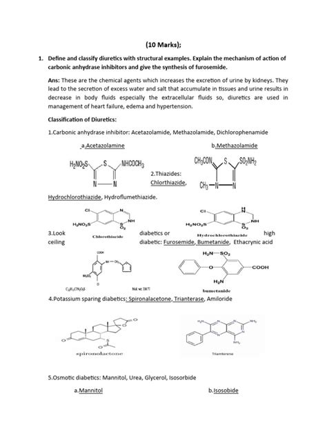 Define And Classify Diuretics With Structural Examples Pdf Angiotensin Vasodilation