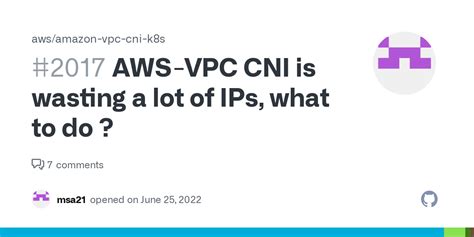Aws Vpc Cni Is Wasting A Lot Of Ips What To Do · Issue 2017 · Awsamazon Vpc Cni K8s · Github