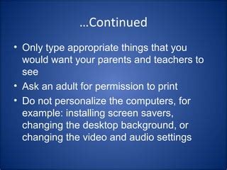 Computer Lab Rules Ppt