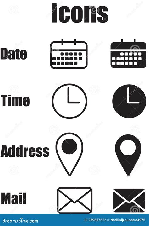 Date Time Address And Mail Icons Stock Illustration Illustration Of Circle Icon 289667512
