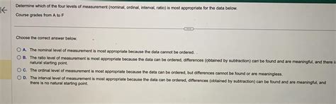 [answered] K Determine Which Of The Four Levels Of Measurement Nominal Kunduz