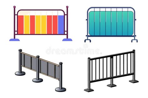 Vector Crowd Barrier Matte Black Safety Fence Illustration Stock Vector Illustration Of