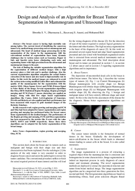 pdf design and analysis of an algorithm for breast tumor segmentation in mammogram and