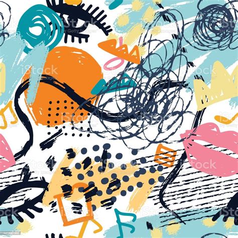 그런 지 추상적 인 패턴은 스크롤 페인트 스트로크 및 그려진 객체로 추상적입니다 화려한 그런 지 모양 배경 현대적인 이음새가