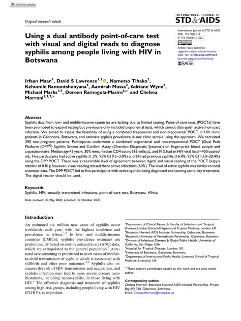 Pdf Using A Dual Antibody Point Of Care Test With Visual And Digital Reads To Diagnose