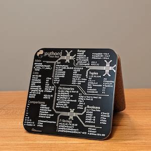 Python Cheat Sheet Coaster Premium Circuit Board Coaster For Geeks