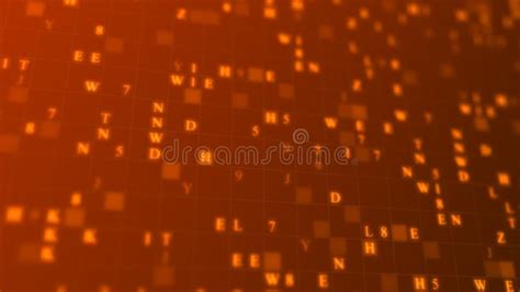 Orange Glowing Letters And Numbers Matrix On An Abstract Background