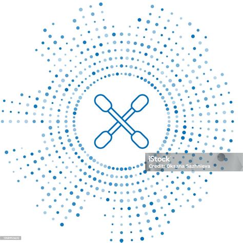 흰색 배경에 고립 된 귀 아이콘에 대한 파란색 라인 면봉 추상 원 임의점 벡터 건강 진단에 대한 스톡 벡터 아트 및 기타 이미지 건강 진단 건강관리와 의술 건강한