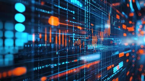 digital grid with glowing lines and futuristic data streams stock image