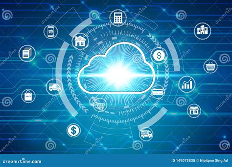 cloud computing icon over the network connection cyber security data