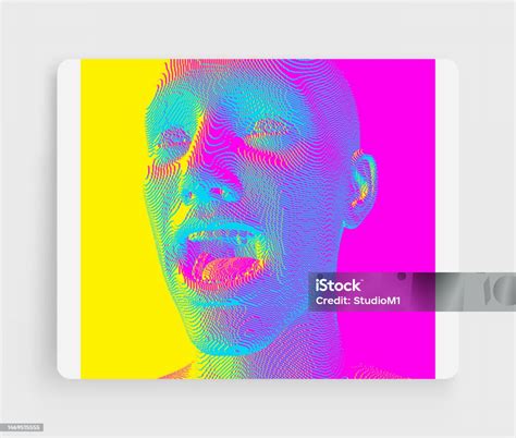 입을 크게 벌린 비명을 지르는 남자의 초상화 충격과 경외심 감정이 가득합니다 복셀 아트3d 벡터 일러스트레이션 3차원 형태에 대한 스톡 벡터 아트 및 기타 이미지 Istock