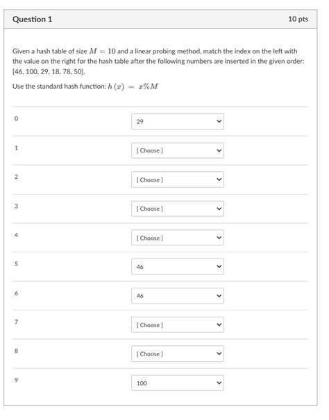 Solved Question Pts Given A Hash Table Of Size M Chegg Com