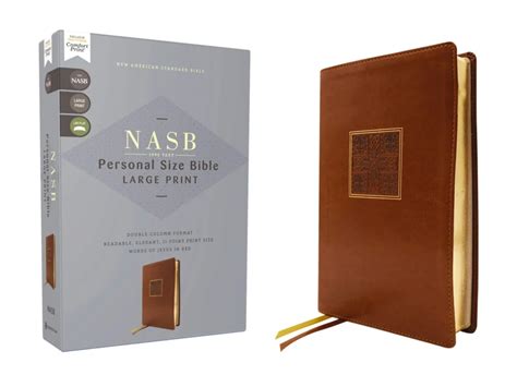 Nasb Personal Size Bible Large Print Leathersoft Brown Red Letter
