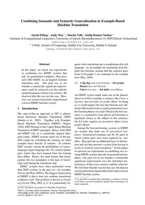 Pdf Combining Semantic And Syntactic Generalization In Example Based