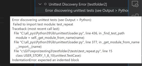 Test Dicovery Doesn T Provide Feedback On Failure Issue Microsoft Vscode Python Github