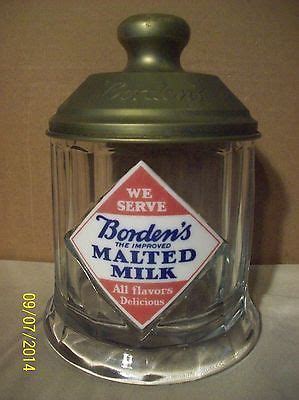 1940s~bordens Malted Milk ~porcelain Advertising~glass Jar Storage
