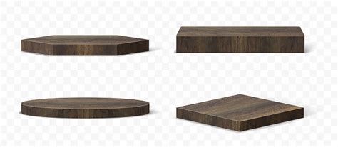 나무 받침대 연단의 3d 벡터 세트 추상 기하학적 빈 무대 나무 전시회 디스플레이 시상식 제품 프리젠 테이션 목재 재료에 대한 스톡 벡터 아트 및 기타 이미지 Istock